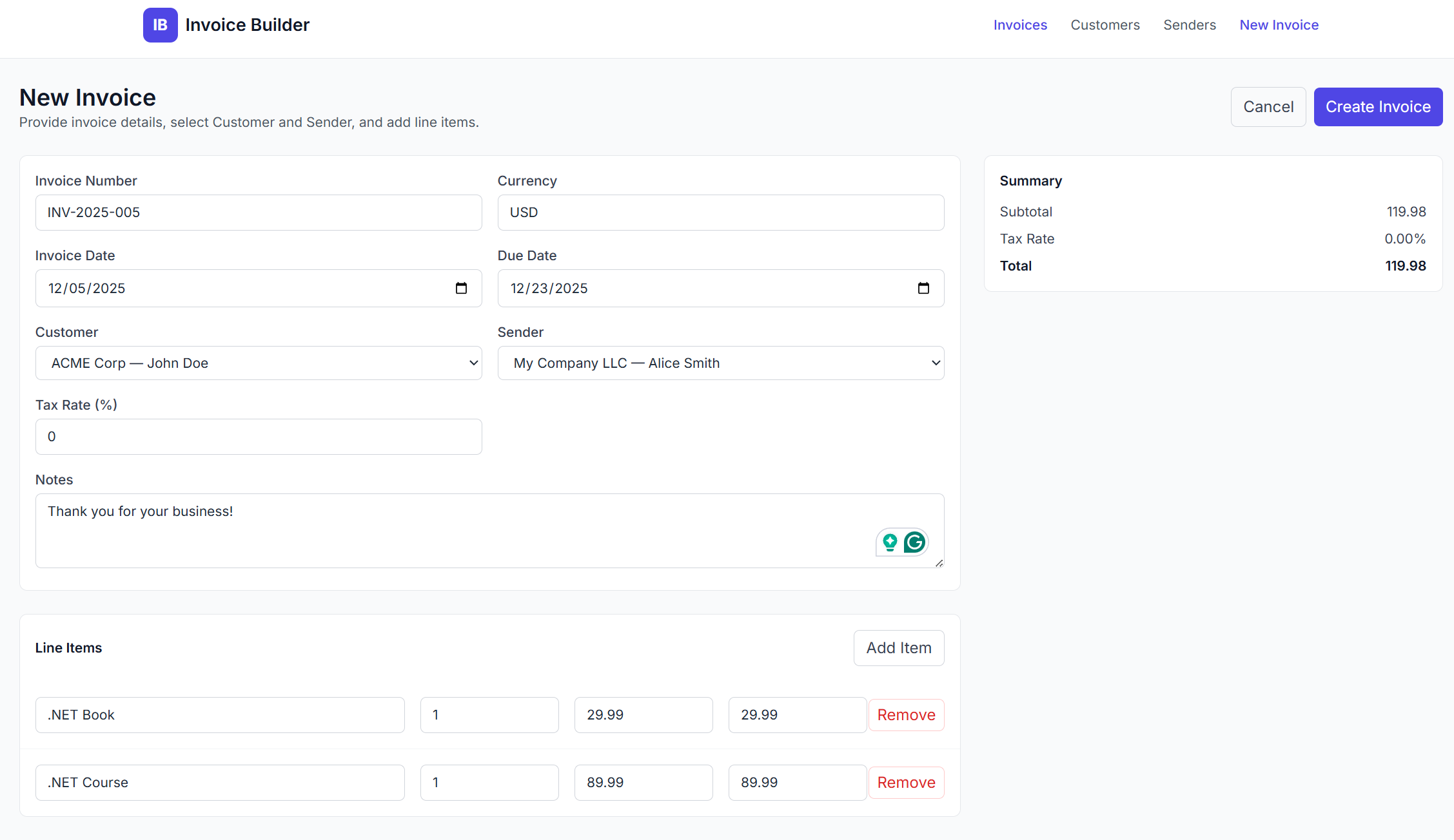 How to Build a Production-Ready Invoice Builder in .NET Using IronPDF