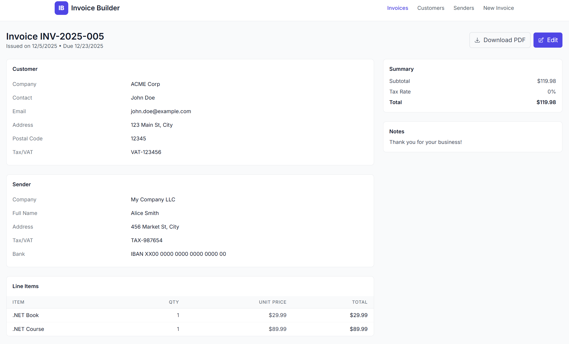 How to Build a Production-Ready Invoice Builder in .NET Using IronPDF